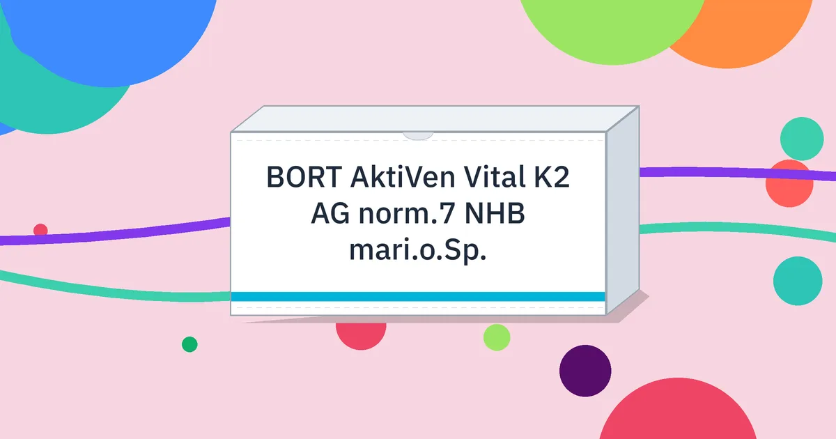 Symbolbild: Packung mit der Aufschrift BORT AktiVen Vital K2 AG norm.7 NHB mari.o.Sp. (PZN 13732822) – Verfügbarkeit und Bezug in Apotheken in Frankfurt am Main