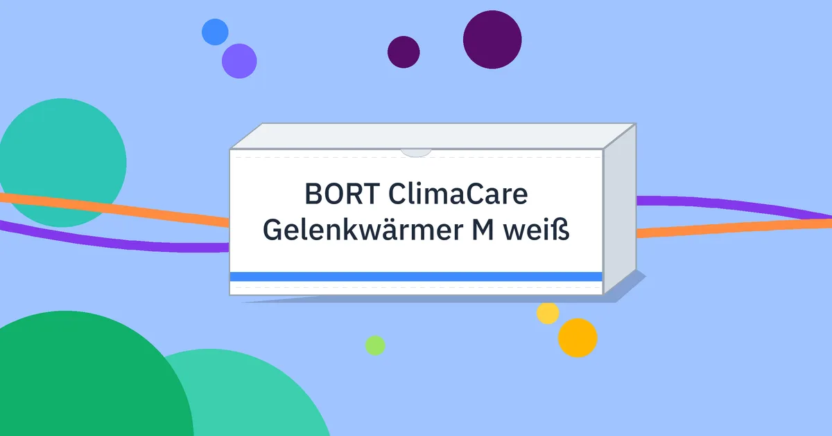 Symbolbild: Packung mit der Aufschrift BORT ClimaCare Gelenkwärmer M weiß (PZN 01395294) – Verfügbarkeit und Bezug in Apotheken in Frankfurt am Main
