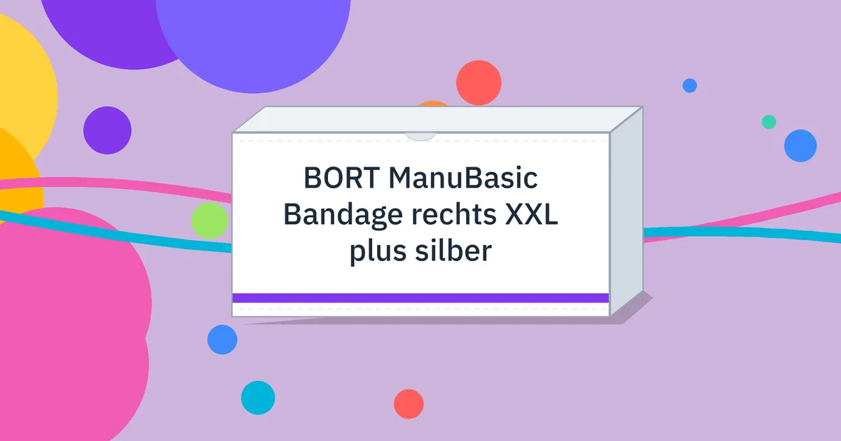 Symbolbild: Packung mit der Aufschrift BORT ManuBasic Bandage rechts XXL plus silber (PZN 18269990) – Verfügbarkeit und Bezug in Apotheken in Frankfurt am Main