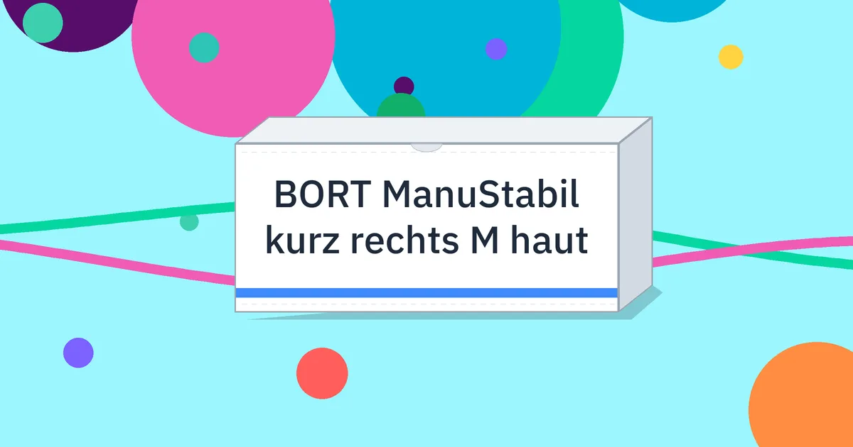 Symbolbild: Packung mit der Aufschrift BORT ManuStabil kurz rechts M haut (PZN 04196112) – Verfügbarkeit und Bezug in Apotheken in Frankfurt am Main