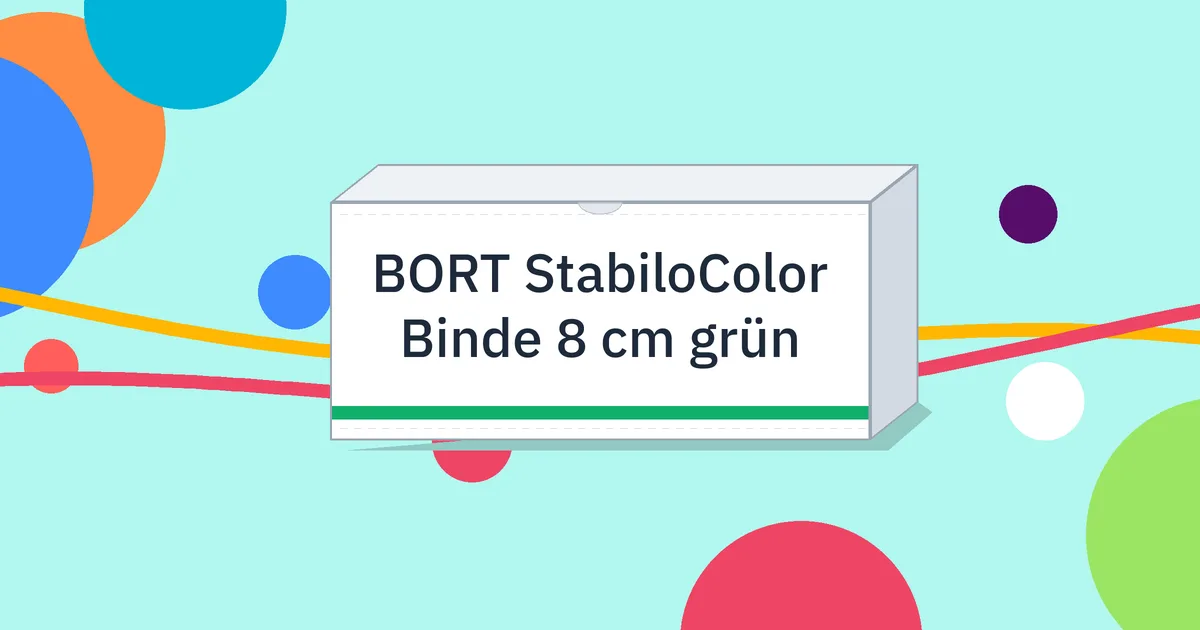 Symbolbild: Packung mit der Aufschrift BORT StabiloColor Binde 8 cm grün (PZN 08830936) – Verfügbarkeit und Bezug in Apotheken in Frankfurt am Main