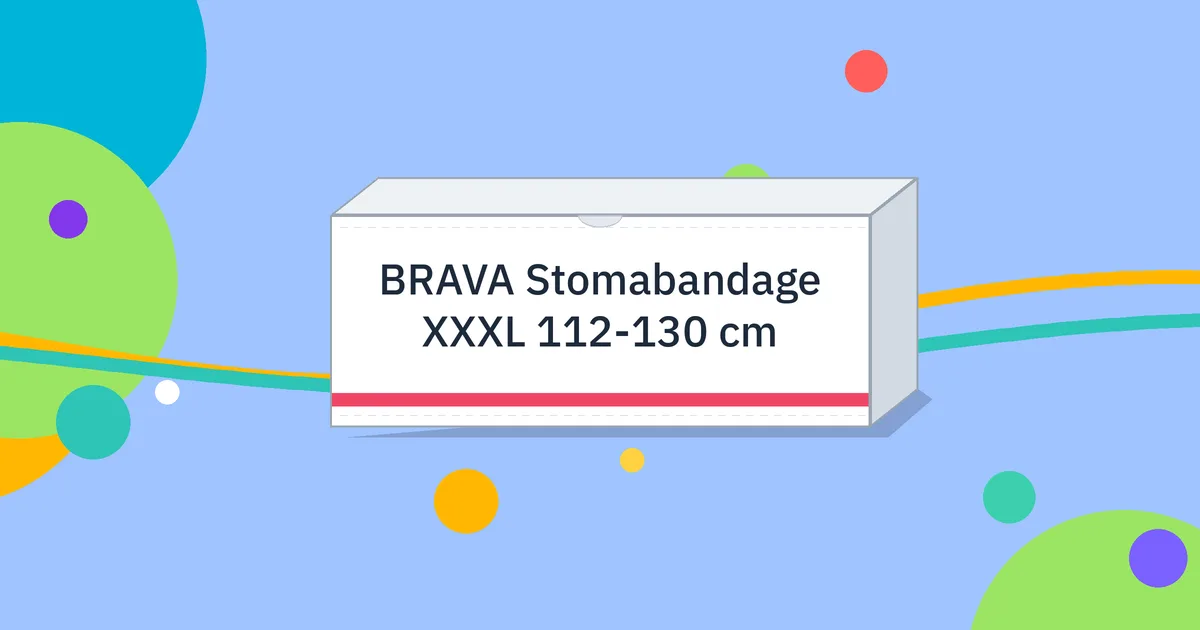 Symbolbild: Packung mit der Aufschrift BRAVA Stomabandage XXXL 112-130 cm (PZN 15376691) – Verfügbarkeit und Bezug in Apotheken in Frankfurt am Main