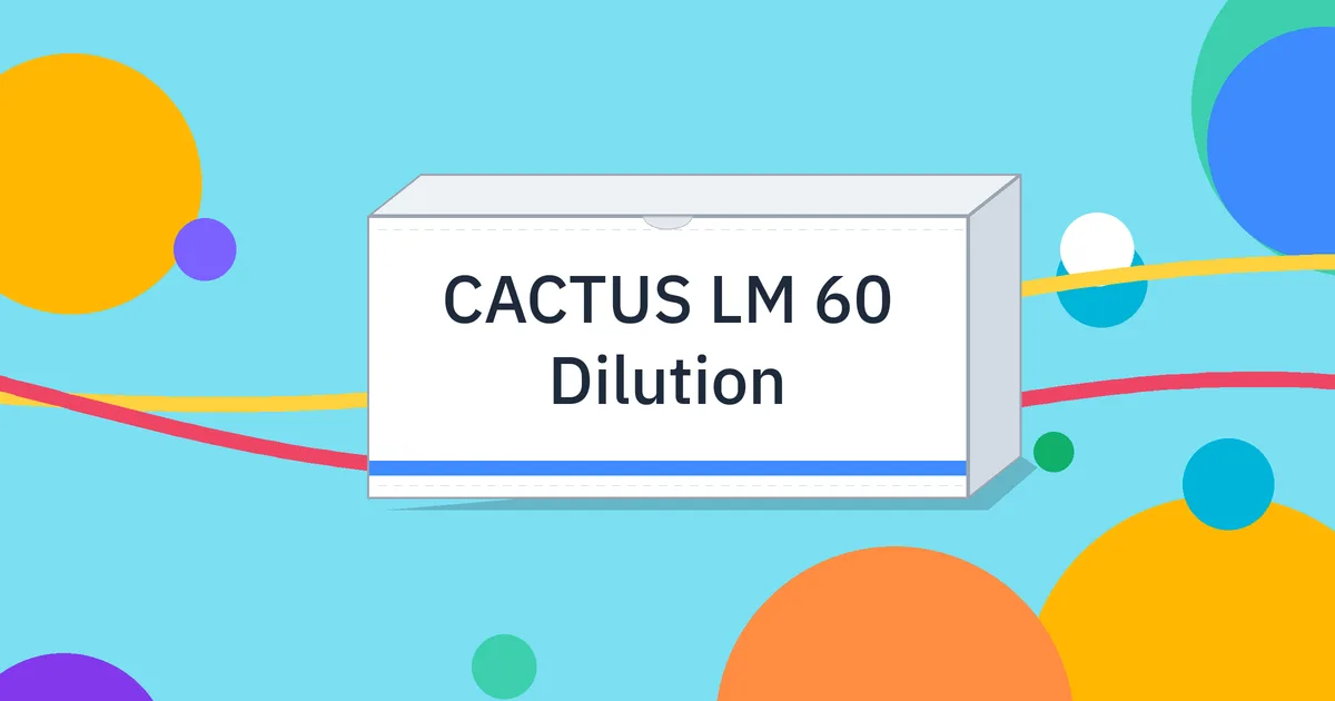 Symbolbild: Packung mit der Aufschrift CACTUS LM 60 Dilution (PZN 12797624) – Verfügbarkeit und Bezug in Apotheken in Frankfurt am Main