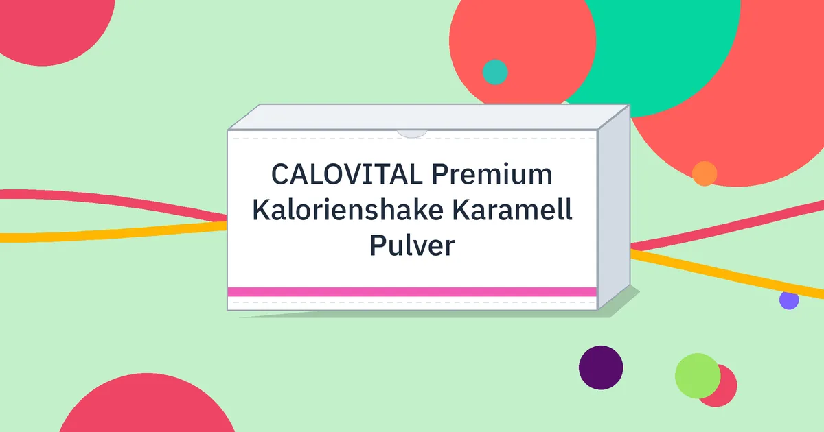Symbolbild: Packung mit der Aufschrift CALOVITAL Premium Kalorienshake Karamell Pulver (PZN 16061222) – Verfügbarkeit und Bezug in Apotheken in Frankfurt am Main