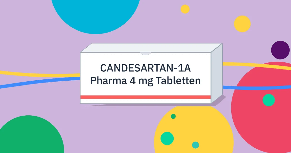 Symbolbild: Packung mit der Aufschrift CANDESARTAN-1A Pharma 4 mg Tabletten (PZN 09273113) – Verfügbarkeit und Bezug in Apotheken in Frankfurt am Main