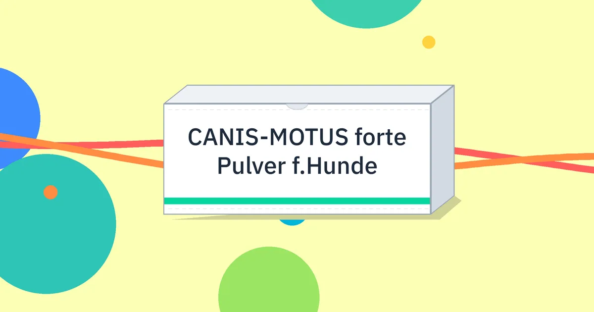 Symbolbild: Packung mit der Aufschrift CANIS-MOTUS forte Pulver f.Hunde (PZN 13820271) – Verfügbarkeit und Bezug in Apotheken in Frankfurt am Main