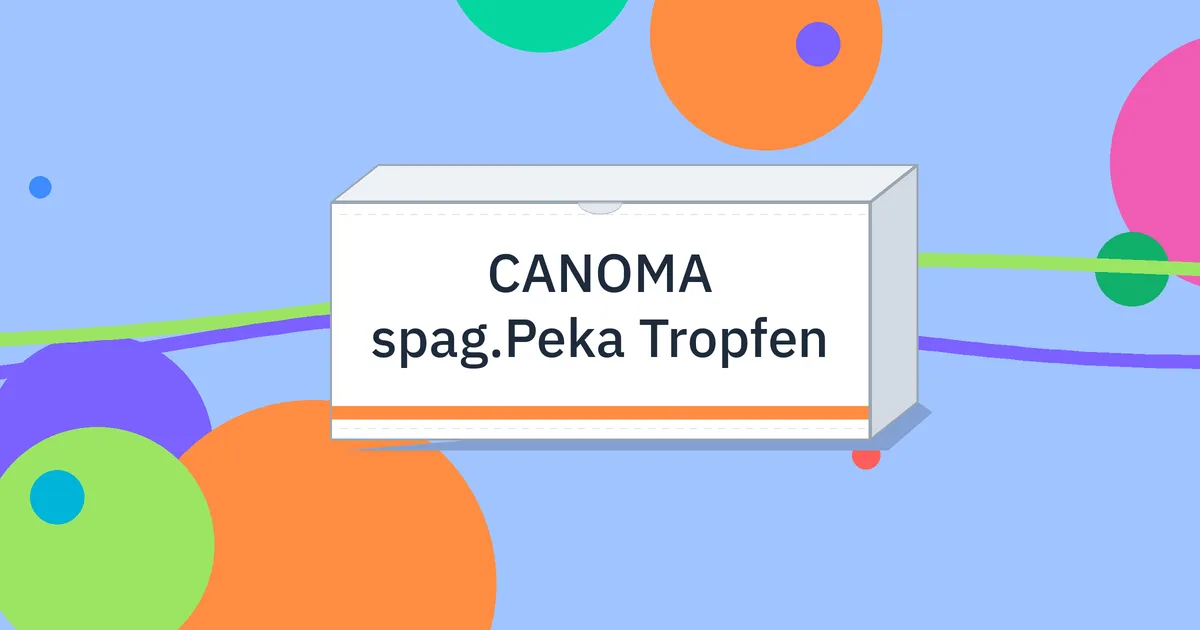 Symbolbild: Packung mit der Aufschrift CANOMA spag.Peka Tropfen (PZN 04263216) – Verfügbarkeit und Bezug in Apotheken in Frankfurt am Main