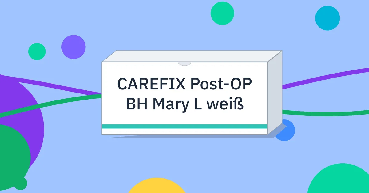 Symbolbild: Packung mit der Aufschrift CAREFIX Post-OP BH Mary L weiß (PZN 11580756) – Verfügbarkeit und Bezug in Apotheken in Frankfurt am Main