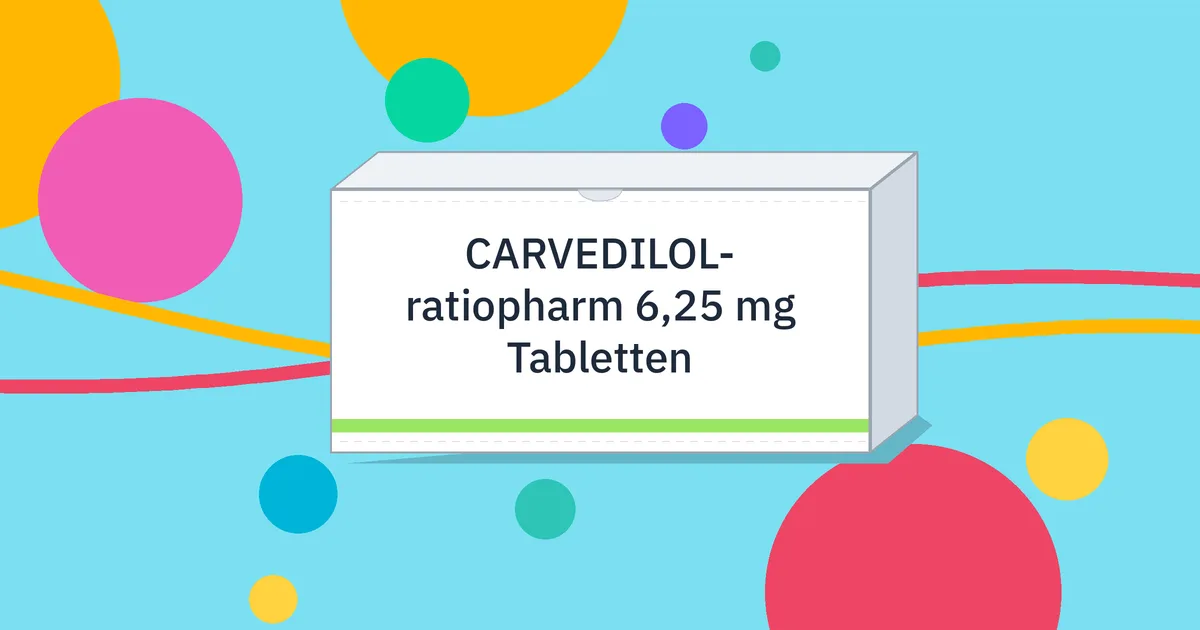 Symbolbild: Packung mit der Aufschrift CARVEDILOL-ratiopharm 6,25 mg Tabletten (PZN 10715935) – Verfügbarkeit und Bezug in Apotheken in Frankfurt am Main