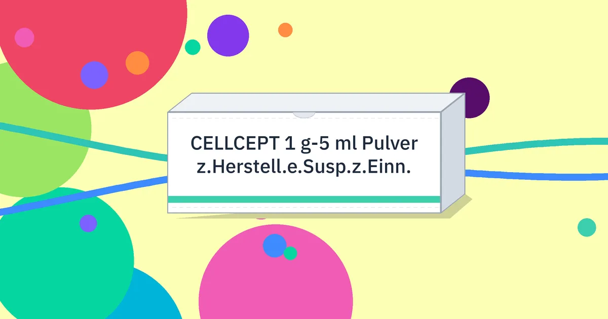 Symbolbild: Packung mit der Aufschrift CELLCEPT 1 g-5 ml Pulver z.Herstell.e.Susp.z.Einn. (PZN 06117447) – Verfügbarkeit und Bezug in Apotheken in Frankfurt am Main