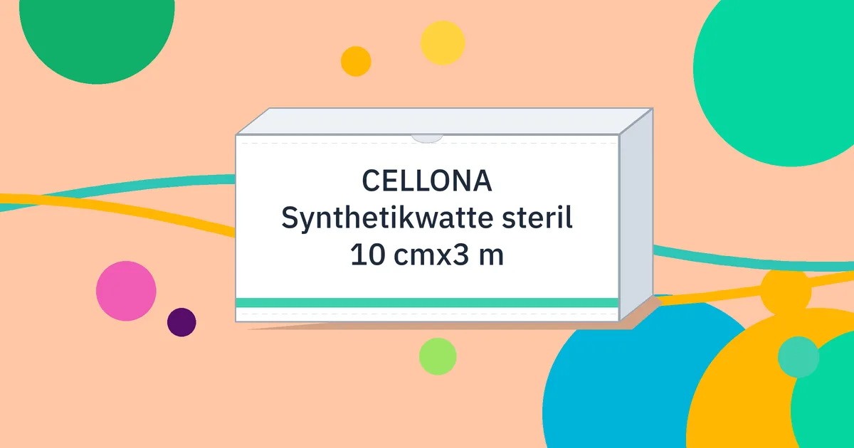 Symbolbild: Packung mit der Aufschrift CELLONA Synthetikwatte steril 10 cmx3 m (PZN 18799943) – Verfügbarkeit und Bezug in Apotheken in Frankfurt am Main