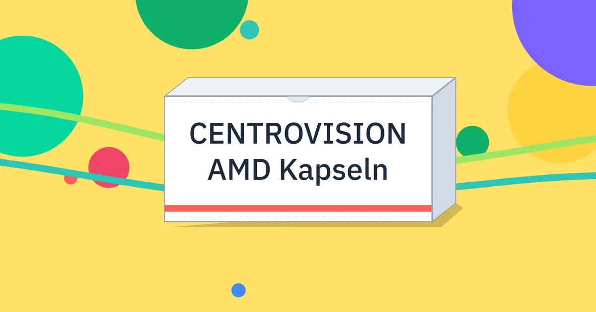 Symbolbild: Packung mit der Aufschrift CENTROVISION AMD Kapseln (PZN 15401271) – Verfügbarkeit und Bezug in Apotheken in Frankfurt am Main