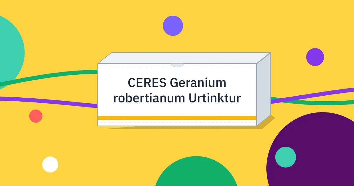Symbolbild: Packung mit der Aufschrift CERES Geranium robertianum Urtinktur (PZN 00178962) – Verfügbarkeit und Bezug in Apotheken in Frankfurt am Main