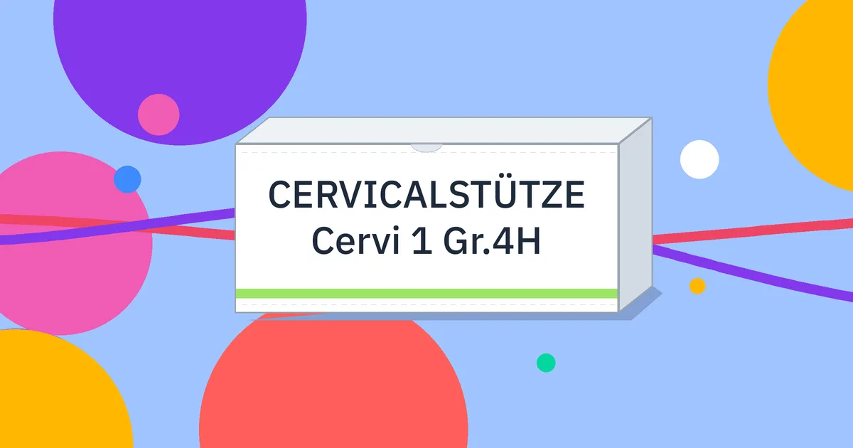Symbolbild: Packung mit der Aufschrift CERVICALSTÜTZE Cervi 1 Gr.4H (PZN 05042701) – Verfügbarkeit und Bezug in Apotheken in Frankfurt am Main