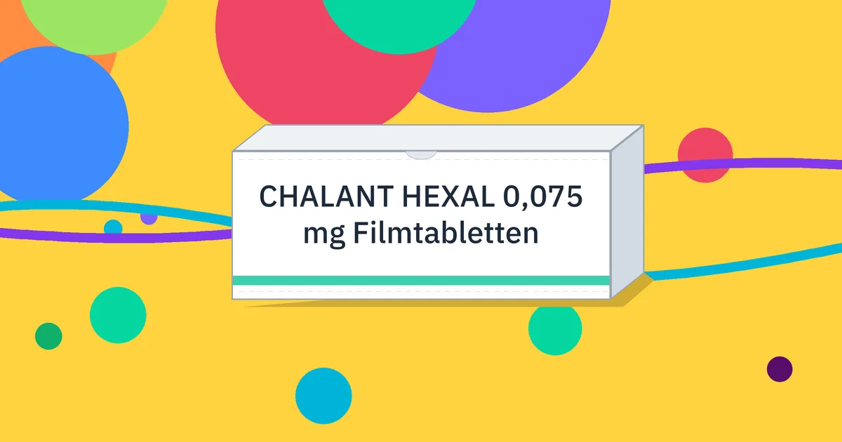 Symbolbild: Packung mit der Aufschrift CHALANT HEXAL 0,075 mg Filmtabletten (PZN 09710275) – Verfügbarkeit und Bezug in Apotheken in Frankfurt am Main