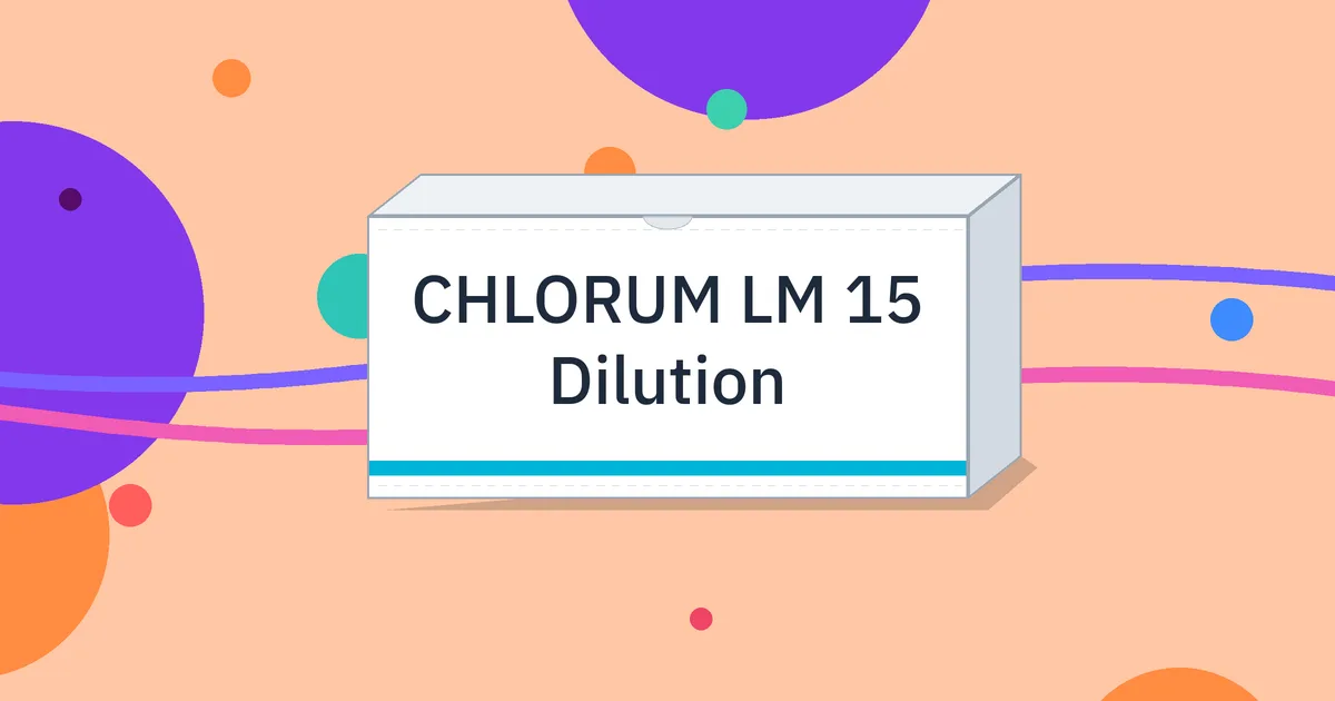 Symbolbild: Packung mit der Aufschrift CHLORUM LM 15 Dilution (PZN 12816480) – Verfügbarkeit und Bezug in Apotheken in Frankfurt am Main