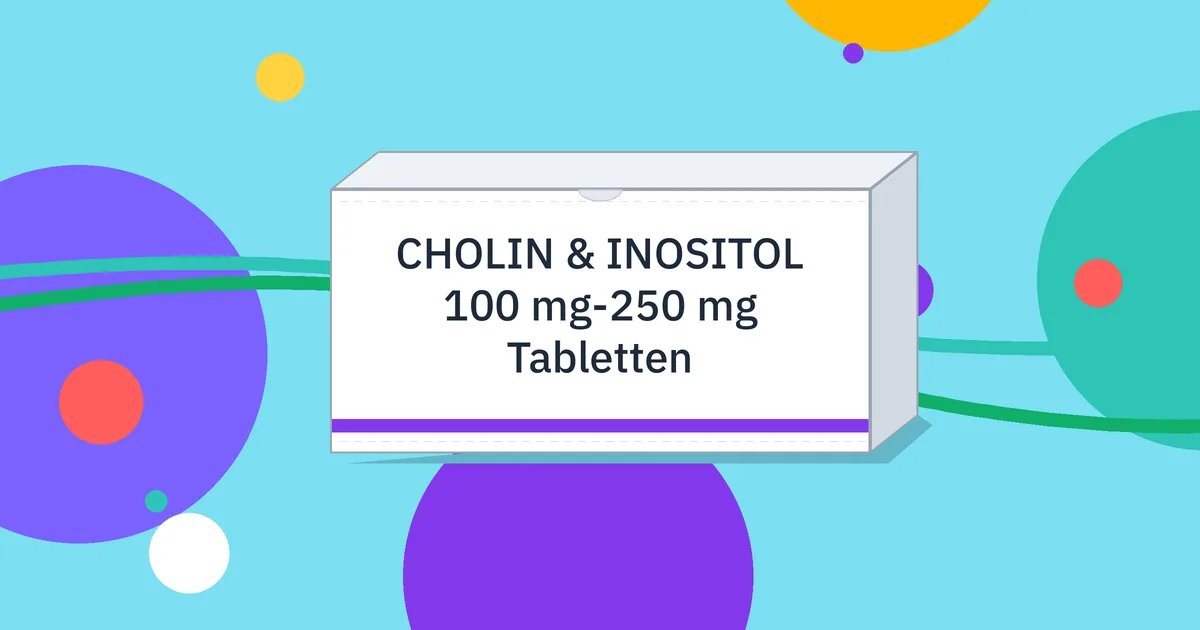 Symbolbild: Packung mit der Aufschrift CHOLIN & INOSITOL 100 mg-250 mg Tabletten (PZN 12408433) – Verfügbarkeit und Bezug in Apotheken in Frankfurt am Main