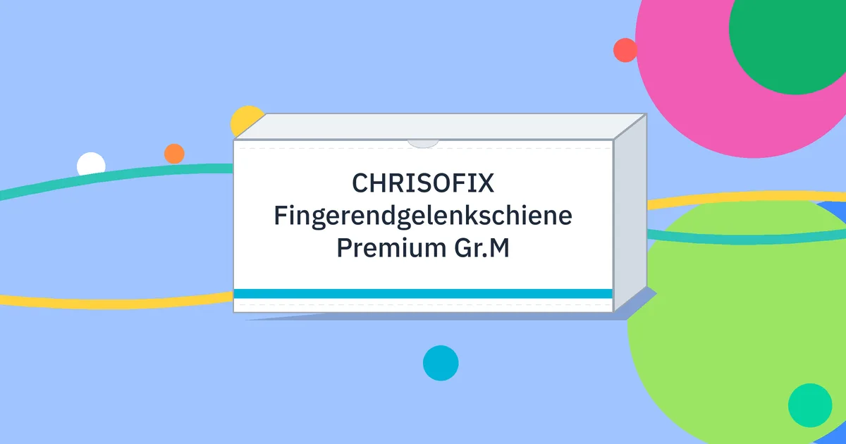 Symbolbild: Packung mit der Aufschrift CHRISOFIX Fingerendgelenkschiene Premium Gr.M (PZN 18172865) – Verfügbarkeit und Bezug in Apotheken in Frankfurt am Main