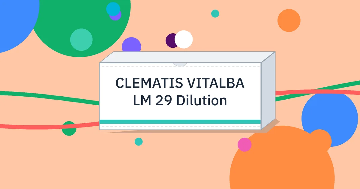 Symbolbild: Packung mit der Aufschrift CLEMATIS VITALBA LM 29 Dilution (PZN 13447553) – Verfügbarkeit und Bezug in Apotheken in Frankfurt am Main