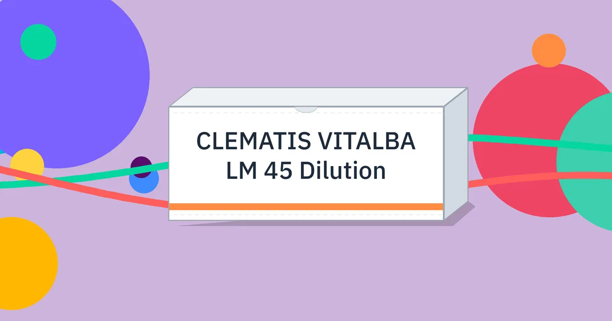 Symbolbild: Packung mit der Aufschrift CLEMATIS VITALBA LM 45 Dilution (PZN 13447599) – Verfügbarkeit und Bezug in Apotheken in Frankfurt am Main