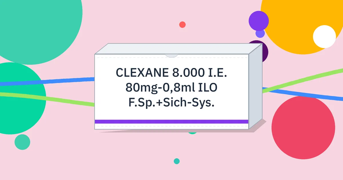 Symbolbild: Packung mit der Aufschrift CLEXANE 8.000 I.E. 80mg-0,8ml ILO F.Sp.+Sich-Sys. (PZN 13827505) – Verfügbarkeit und Bezug in Apotheken in Frankfurt am Main