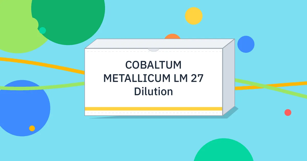 Symbolbild: Packung mit der Aufschrift COBALTUM METALLICUM LM 27 Dilution (PZN 12823304) – Verfügbarkeit und Bezug in Apotheken in Frankfurt am Main