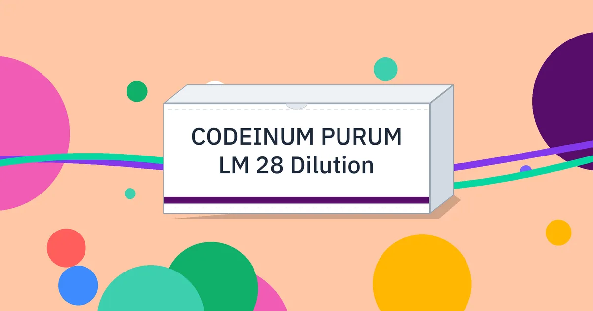 Symbolbild: Packung mit der Aufschrift CODEINUM PURUM LM 28 Dilution (PZN 12830623) – Verfügbarkeit und Bezug in Apotheken in Frankfurt am Main