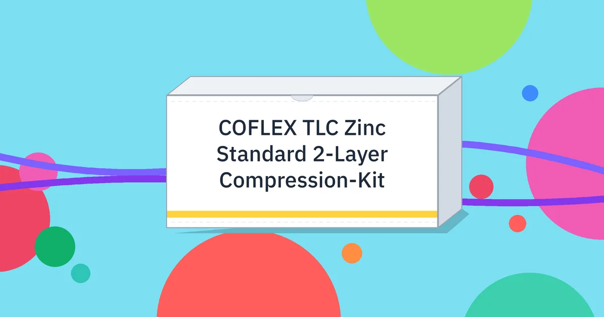 Symbolbild: Packung mit der Aufschrift COFLEX TLC Zinc Standard 2-Layer Compression-Kit (PZN 17543940) – Verfügbarkeit und Bezug in Apotheken in Frankfurt am Main
