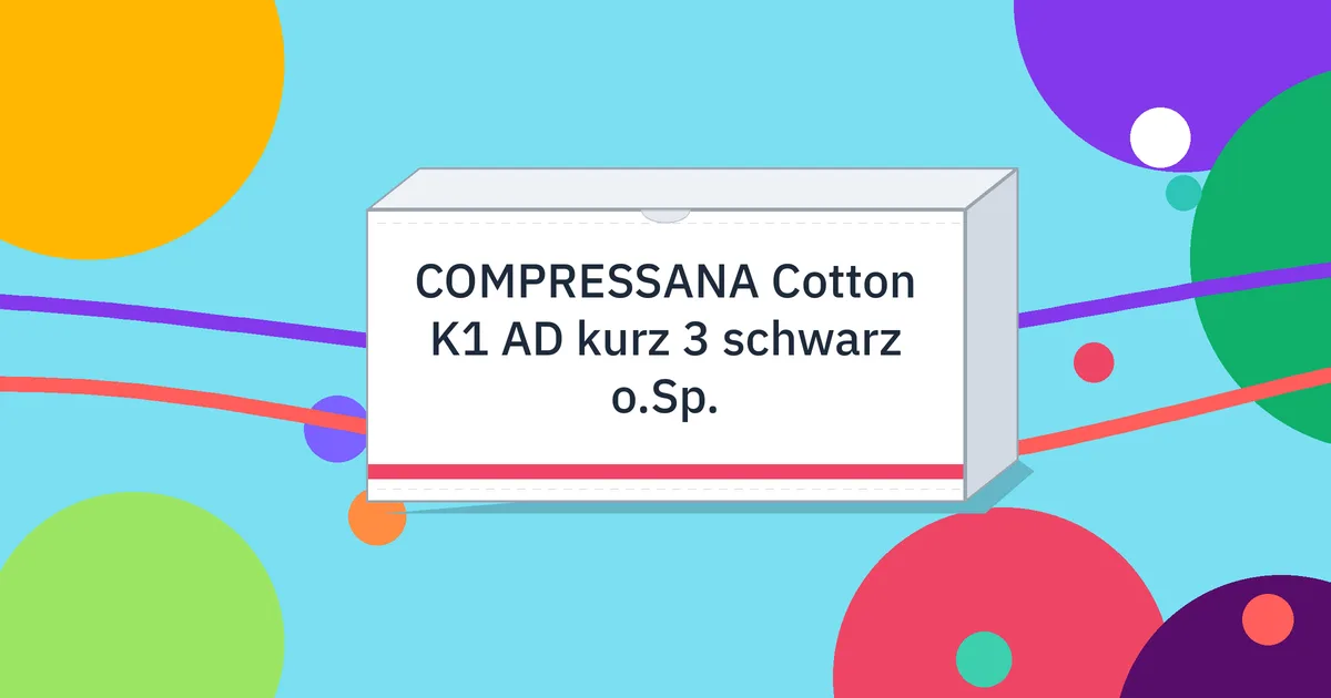 Symbolbild: Packung mit der Aufschrift COMPRESSANA Cotton K1 AD kurz 3 schwarz o.Sp. (PZN 10215664) – Verfügbarkeit und Bezug in Apotheken in Frankfurt am Main