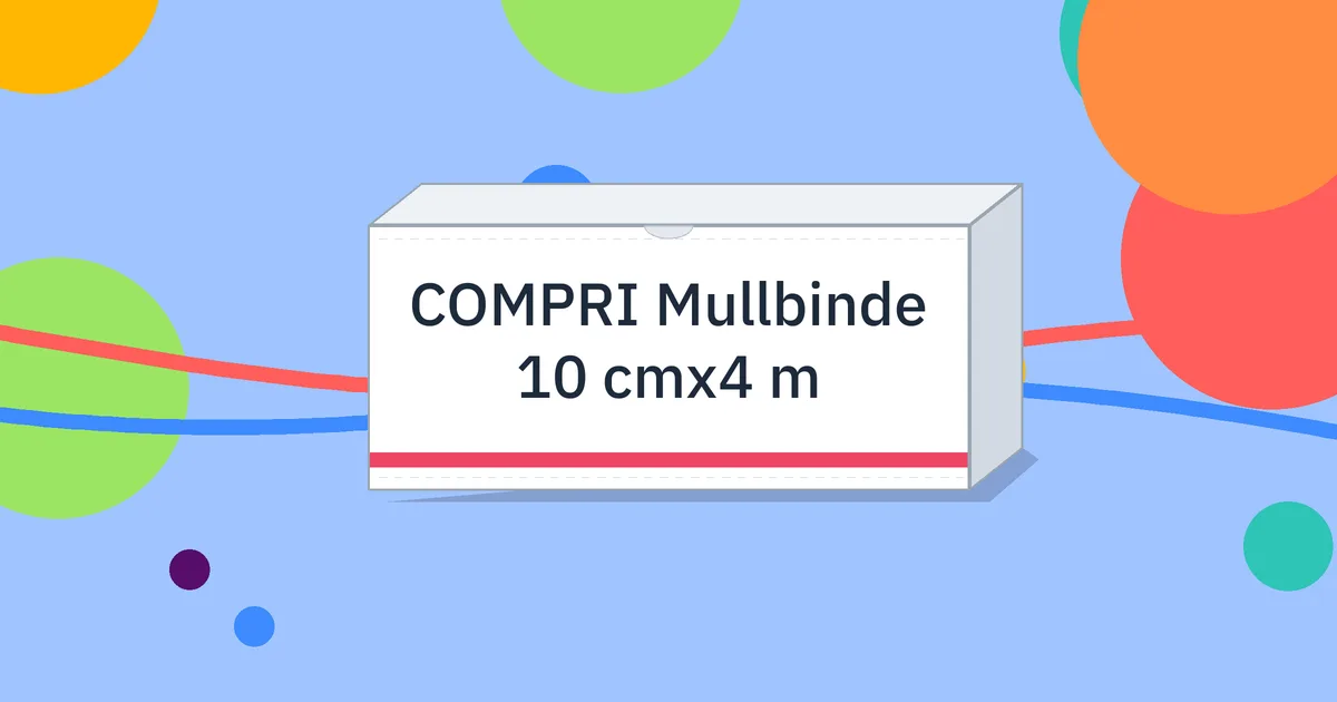 Symbolbild: Packung mit der Aufschrift COMPRI Mullbinde 10 cmx4 m (PZN 04949698) – Verfügbarkeit und Bezug in Apotheken in Frankfurt am Main