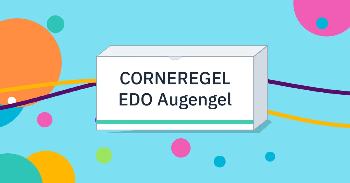 Symbolbild: Packung mit der Aufschrift CORNEREGEL EDO Augengel (PZN 04955345) – Verfügbarkeit und Bezug in Apotheken in Frankfurt am Main