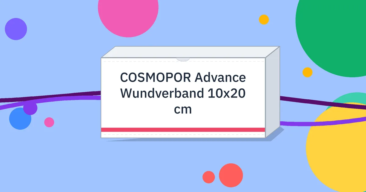 Symbolbild: Packung mit der Aufschrift COSMOPOR Advance Wundverband 10x20 cm (PZN 19900806) – Verfügbarkeit und Bezug in Apotheken in Frankfurt am Main