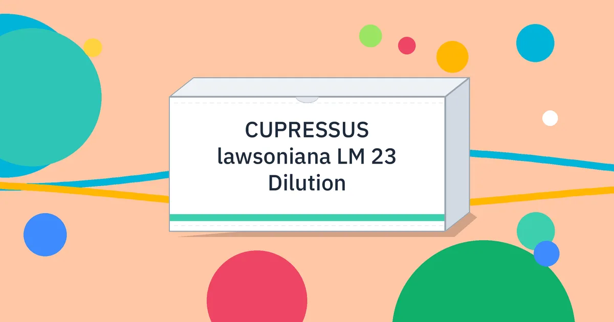 Symbolbild: Packung mit der Aufschrift CUPRESSUS lawsoniana LM 23 Dilution (PZN 13457847) – Verfügbarkeit und Bezug in Apotheken in Frankfurt am Main