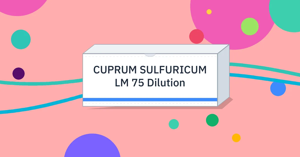 Symbolbild: Packung mit der Aufschrift CUPRUM SULFURICUM LM 75 Dilution (PZN 12839311) – Verfügbarkeit und Bezug in Apotheken in Frankfurt am Main