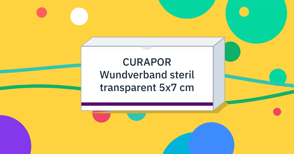 Symbolbild: Packung mit der Aufschrift CURAPOR Wundverband steril transparent 5x7 cm (PZN 17451244) – Verfügbarkeit und Bezug in Apotheken in Frankfurt am Main