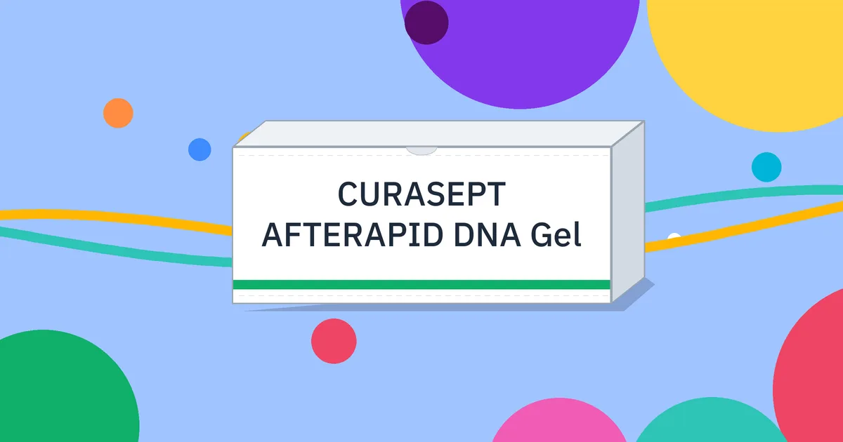 Symbolbild: Packung mit der Aufschrift CURASEPT AFTERAPID DNA Gel (PZN 18603472) – Verfügbarkeit und Bezug in Apotheken in Frankfurt am Main