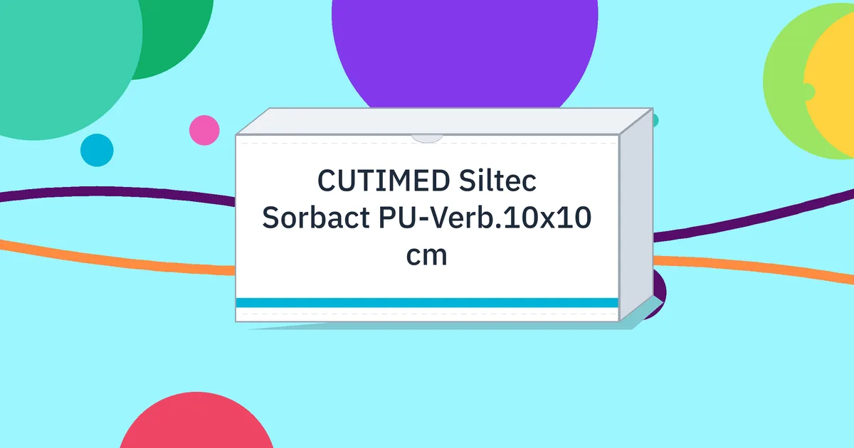 Symbolbild: Packung mit der Aufschrift CUTIMED Siltec Sorbact PU-Verb.10x10 cm (PZN 16537185) – Verfügbarkeit und Bezug in Apotheken in Frankfurt am Main