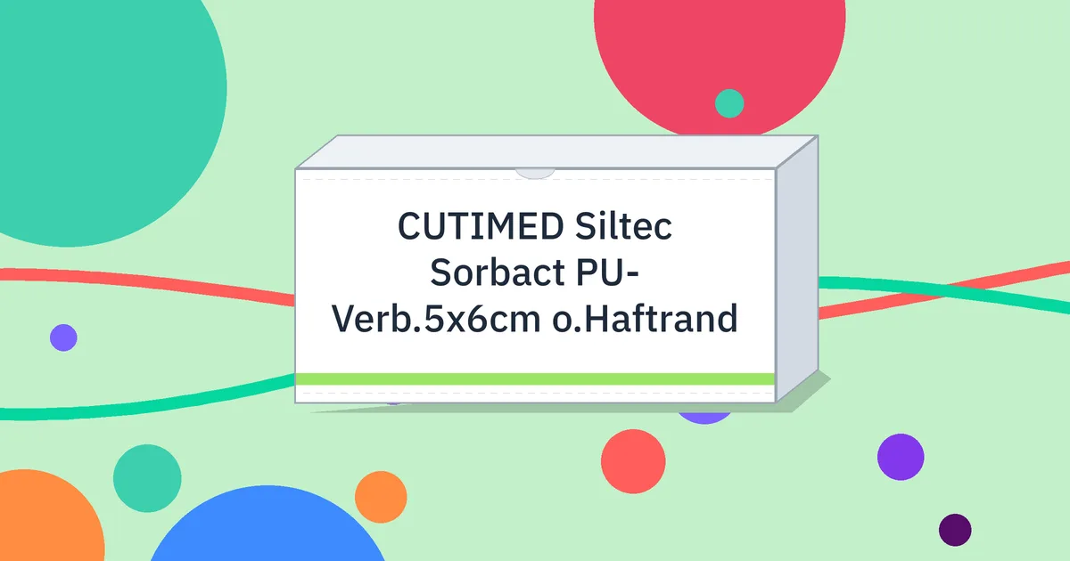 Symbolbild: Packung mit der Aufschrift CUTIMED Siltec Sorbact PU-Verb.5x6cm o.Haftrand (PZN 18493486) – Verfügbarkeit und Bezug in Apotheken in Frankfurt am Main