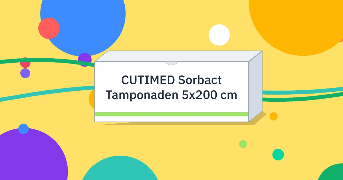 Symbolbild: Packung mit der Aufschrift CUTIMED Sorbact Tamponaden 5x200 cm (PZN 11184291) – Verfügbarkeit und Bezug in Apotheken in Frankfurt am Main