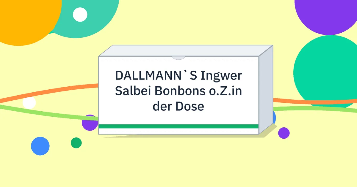 Symbolbild: Packung mit der Aufschrift DALLMANN`S Ingwer Salbei Bonbons o.Z.in der Dose (PZN 16686703) – Verfügbarkeit und Bezug in Apotheken in Frankfurt am Main