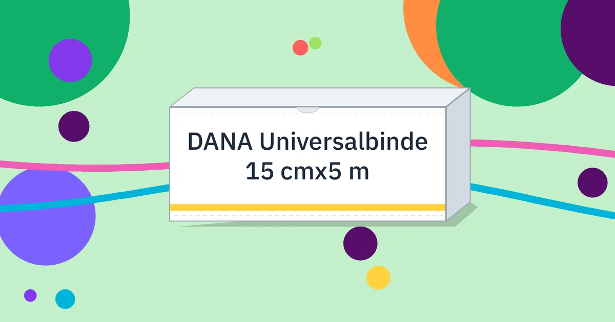 Symbolbild: Packung mit der Aufschrift DANA Universalbinde 15 cmx5 m (PZN 07636221) – Verfügbarkeit und Bezug in Apotheken in Frankfurt am Main