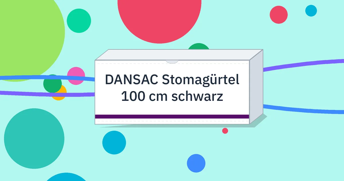 Symbolbild: Packung mit der Aufschrift DANSAC Stomagürtel 100 cm schwarz (PZN 19745139) – Verfügbarkeit und Bezug in Apotheken in Frankfurt am Main