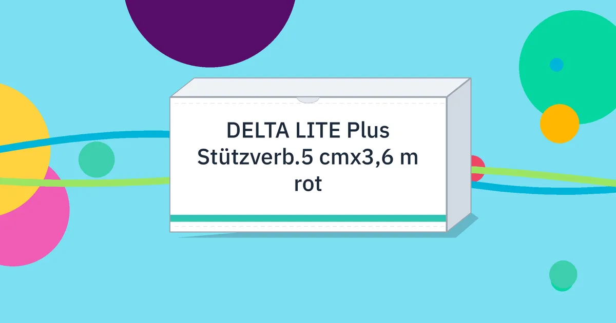 Symbolbild: Packung mit der Aufschrift DELTA LITE Plus Stützverb.5 cmx3,6 m rot (PZN 00605329) – Verfügbarkeit und Bezug in Apotheken in Frankfurt am Main