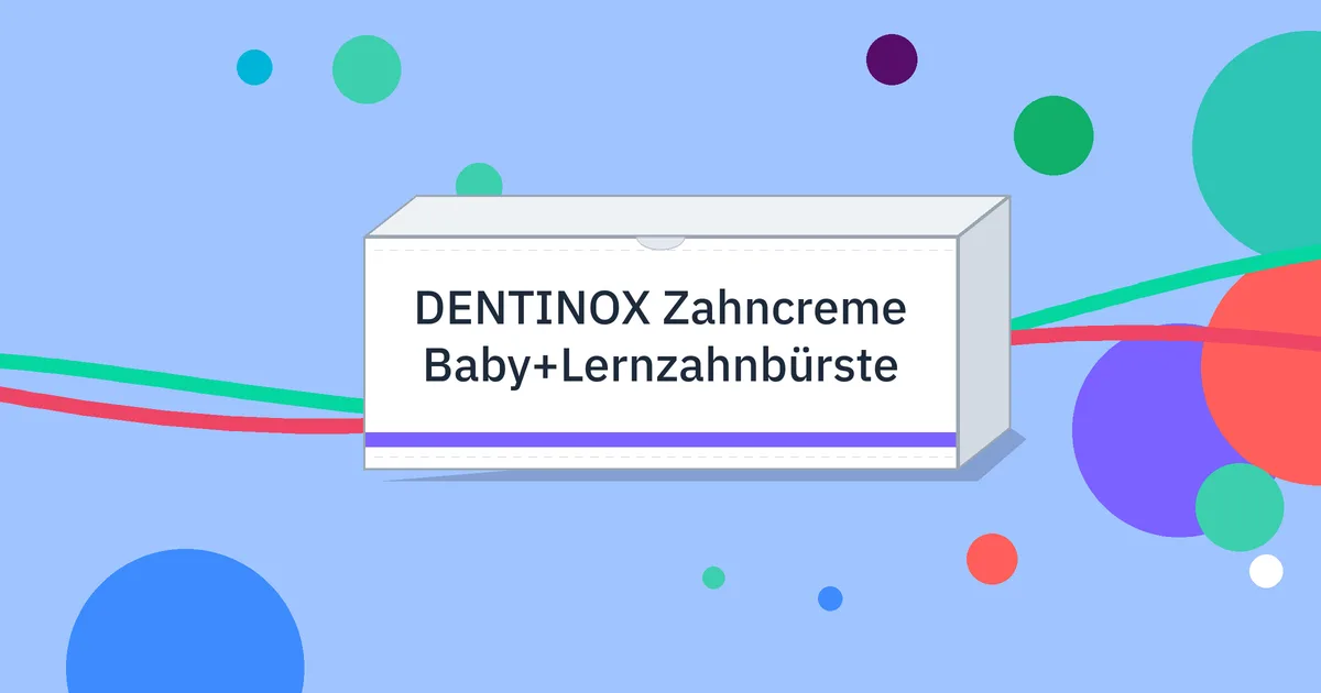 Symbolbild: Packung mit der Aufschrift DENTINOX Zahncreme Baby+Lernzahnbürste (PZN 20633339) – Verfügbarkeit und Bezug in Apotheken in Frankfurt am Main