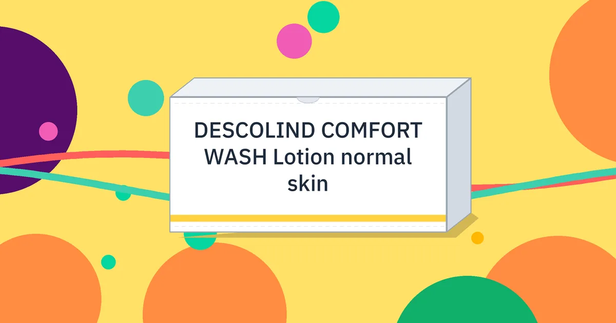Symbolbild: Packung mit der Aufschrift DESCOLIND COMFORT WASH Lotion normal skin (PZN 16660856) – Verfügbarkeit und Bezug in Apotheken in Frankfurt am Main