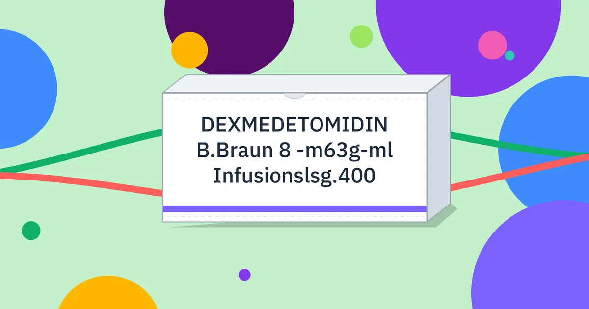 Symbolbild: Packung mit der Aufschrift DEXMEDETOMIDIN B.Braun 8 -m63g-ml Infusionslsg.400 (PZN 19461643) – Verfügbarkeit und Bezug in Apotheken in Frankfurt am Main
