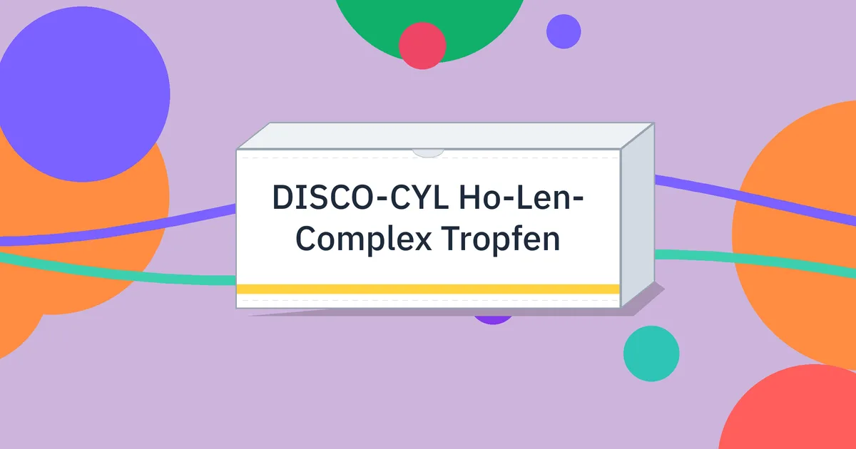 Symbolbild: Packung mit der Aufschrift DISCO-CYL Ho-Len-Complex Tropfen (PZN 03041531) – Verfügbarkeit und Bezug in Apotheken in Frankfurt am Main