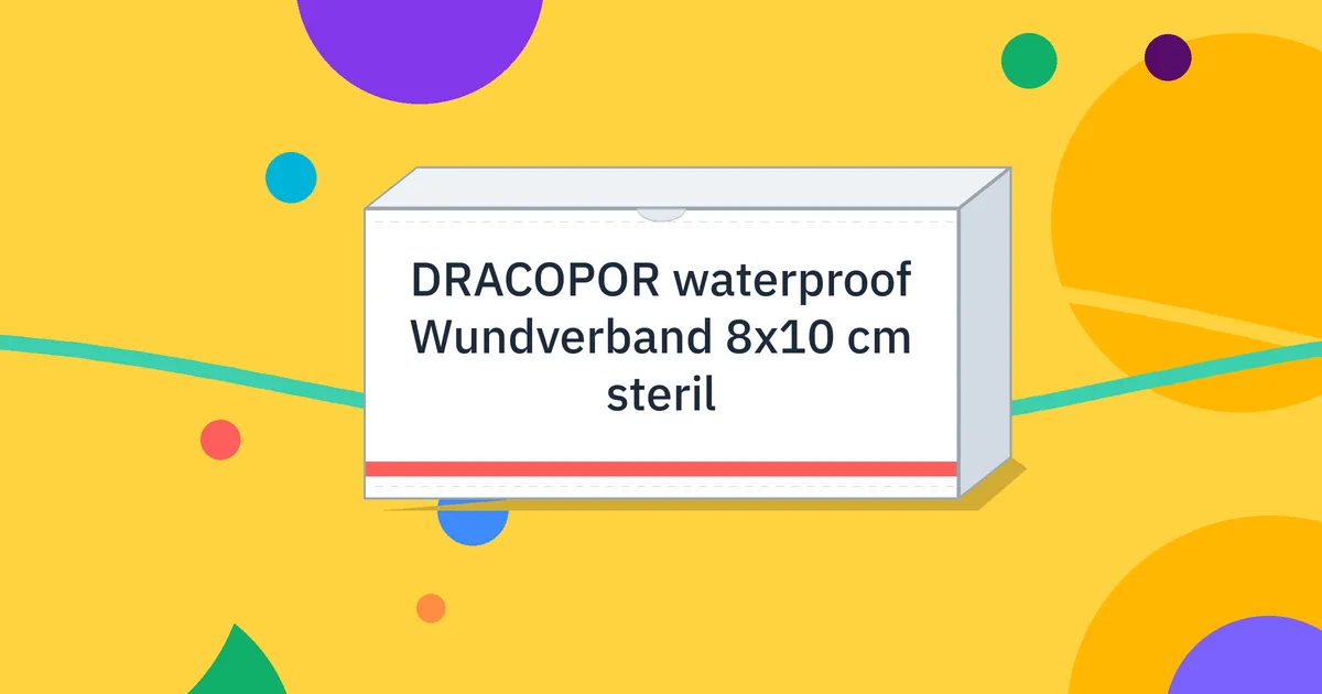 Symbolbild: Packung mit der Aufschrift DRACOPOR waterproof Wundverband 8x10 cm steril (PZN 12749192) – Verfügbarkeit und Bezug in Apotheken in Frankfurt am Main