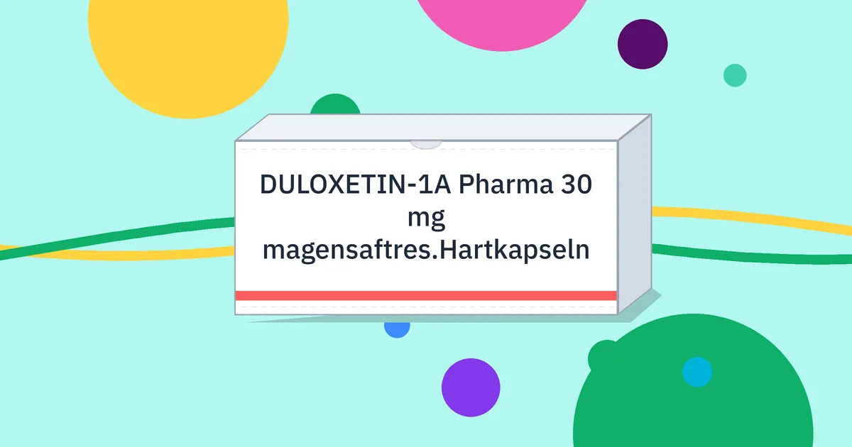 Symbolbild: Packung mit der Aufschrift DULOXETIN-1A Pharma 30 mg magensaftres.Hartkapseln (PZN 11049564) – Verfügbarkeit und Bezug in Apotheken in Frankfurt am Main