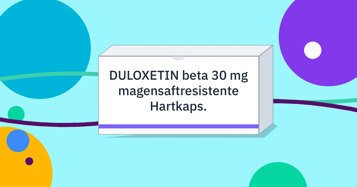 Symbolbild: Packung mit der Aufschrift DULOXETIN beta 30 mg magensaftresistente Hartkaps. (PZN 11096523) – Verfügbarkeit und Bezug in Apotheken in Frankfurt am Main